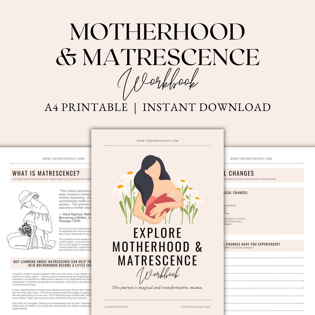 Matrescence Workbook Printable, Motherhood Workbook, Matrescence ...