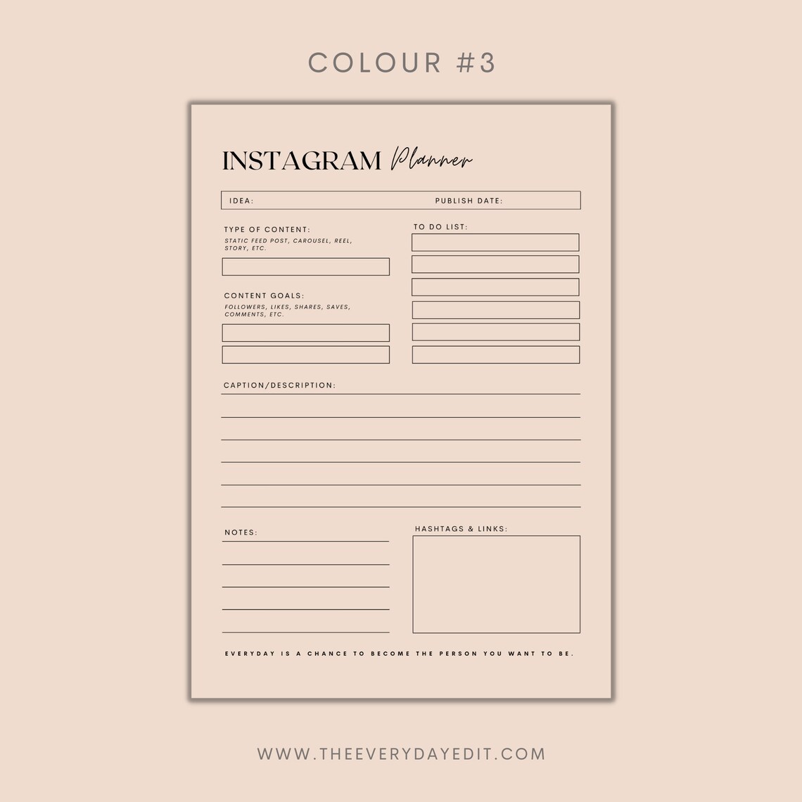 Instagram Planner Printable, Instagram Content Planner, Social Media ...
