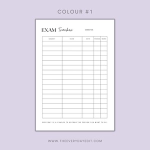 Exam Tracker Printable, Assessment Tracker Sheet, University Planner ...