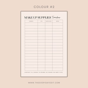 Make up Supplies Tracker Printable, Beauty Tracker, Beauty Journal ...
