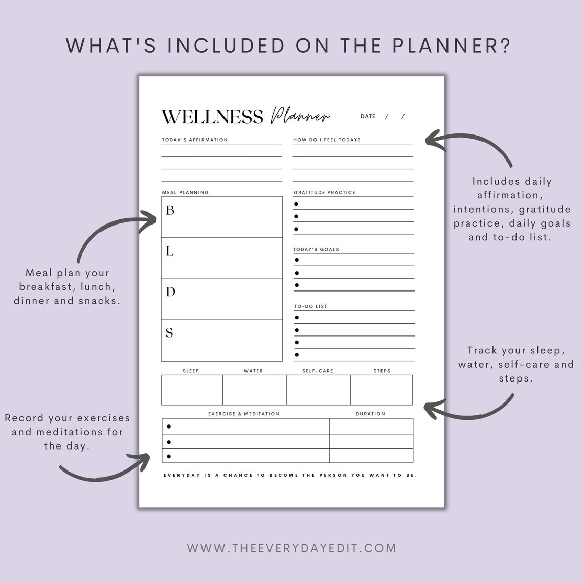 Wellness Planner Printable Wellness Tracker Health Planner - Etsy
