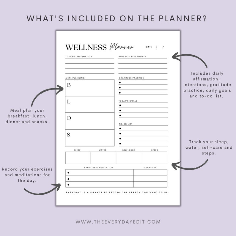 Wellness Planner Printable Wellness Tracker Health Planner - Etsy