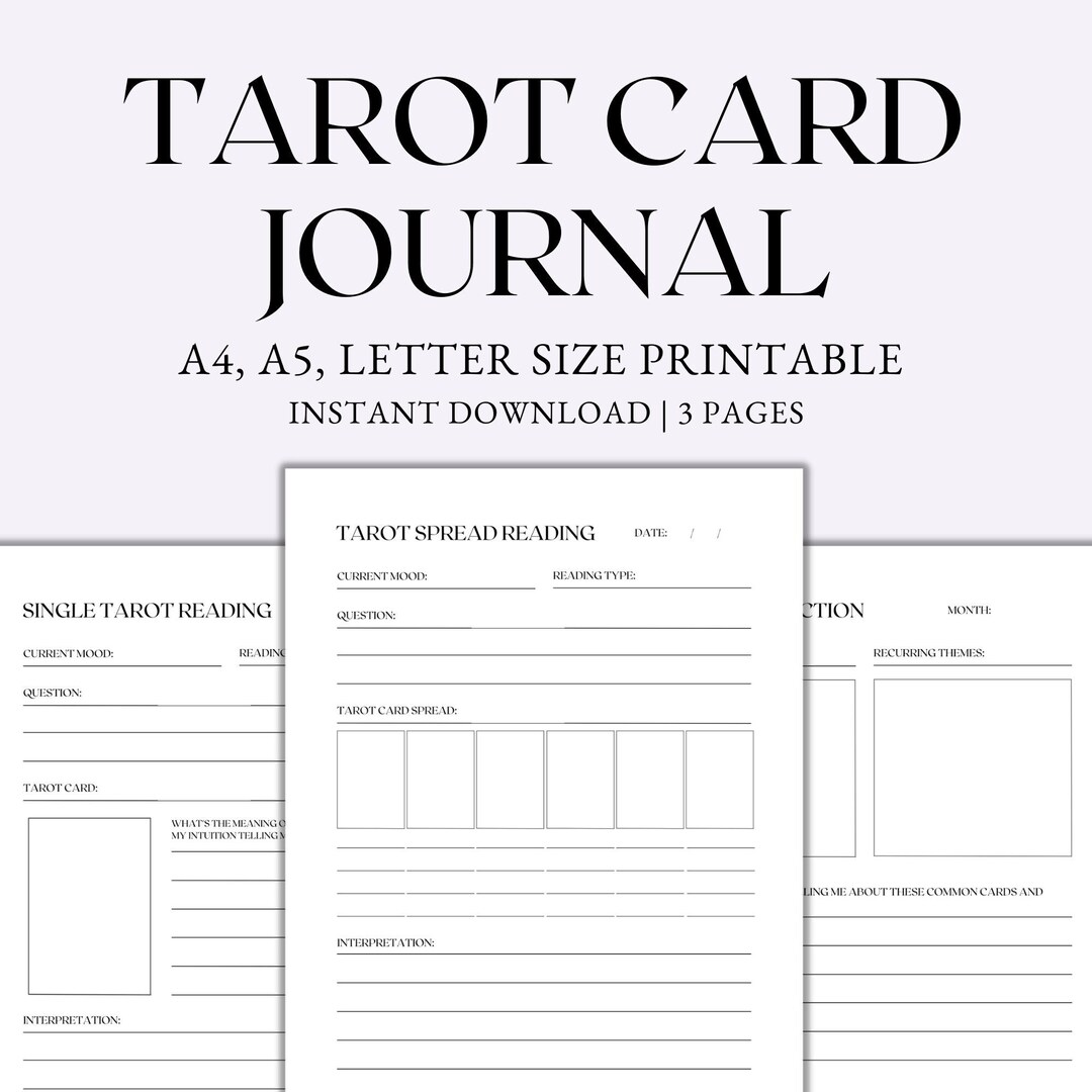 Tarot Card Journal Printable, Tarot Interpretation, Daily Tarot Reading ...