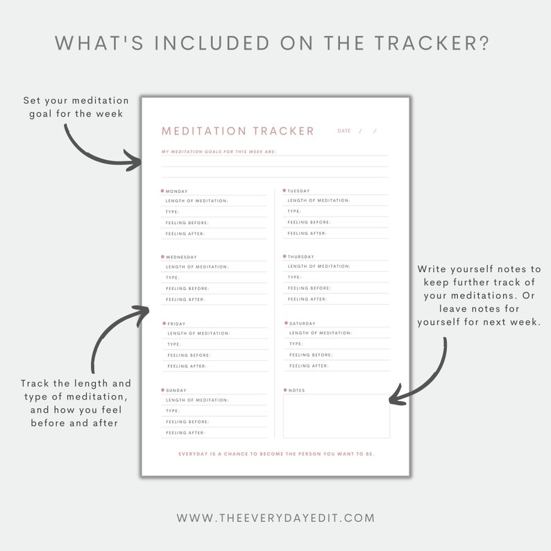 Meditation Tracker Printable Weekly Tracker Meditation - Etsy Australia Meditation Tracker Printable Weekly Tracker Meditation - Etsy Australia