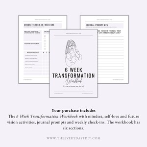 6 Week Transformation Workbook Printable, Mindset Workbook, Glow up Workbook, Journal Prompts ...