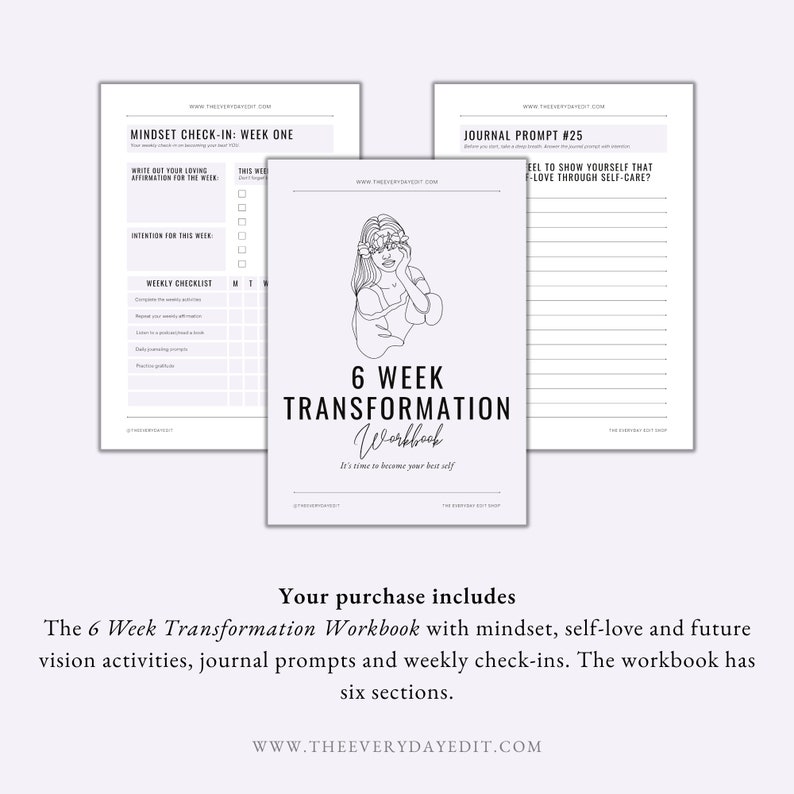 6 Week Transformation Workbook Printable, Mindset Workbook, Glow up ...