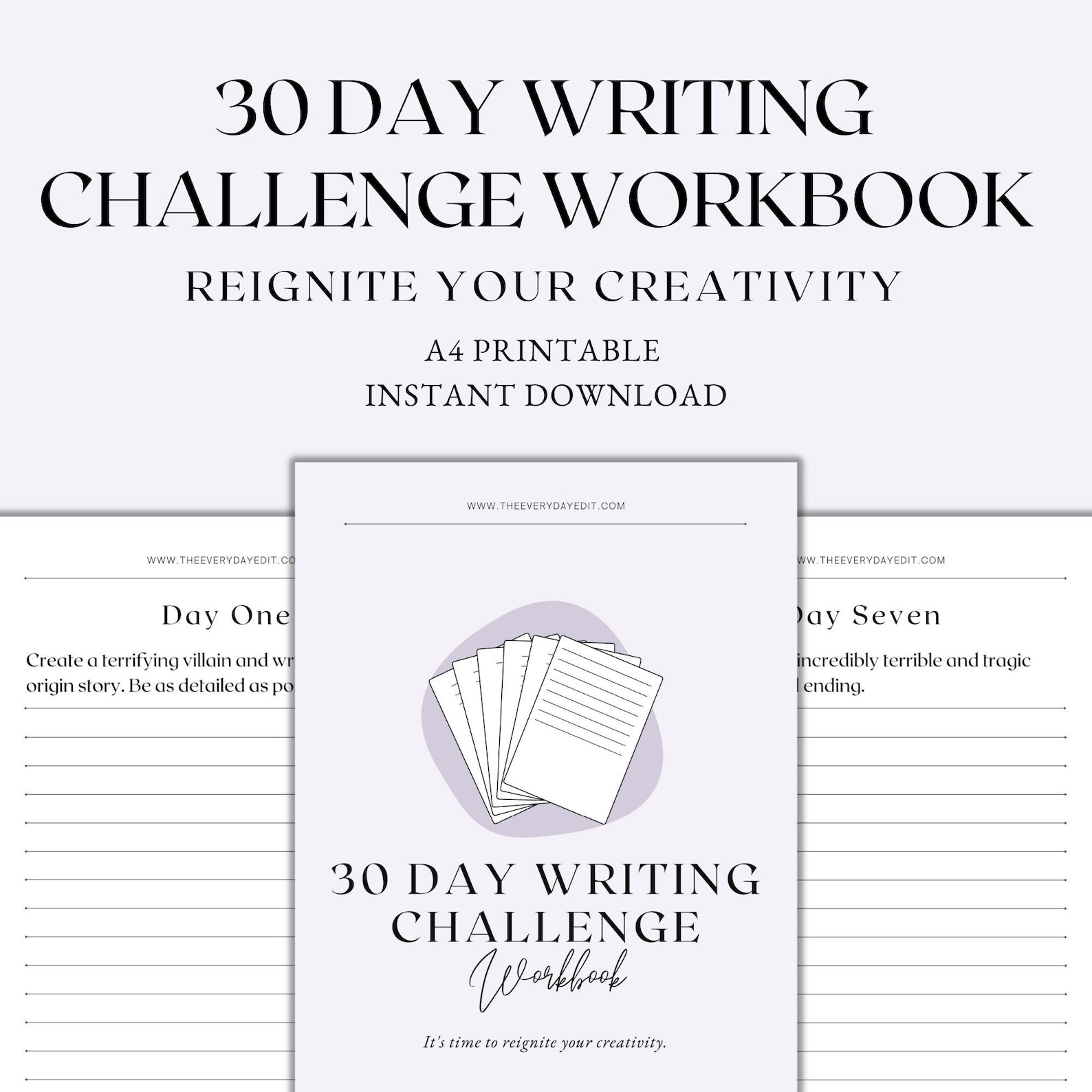 30 Day Writing Challenge Workbook Printable, Book Writing Prompts ...