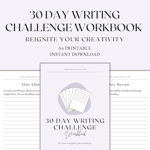 30 Day Writing Challenge Workbook Printable Book Writing - Etsy