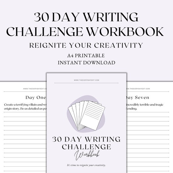 30 Day Writing Challenge Workbook Printable Book Writing - Etsy