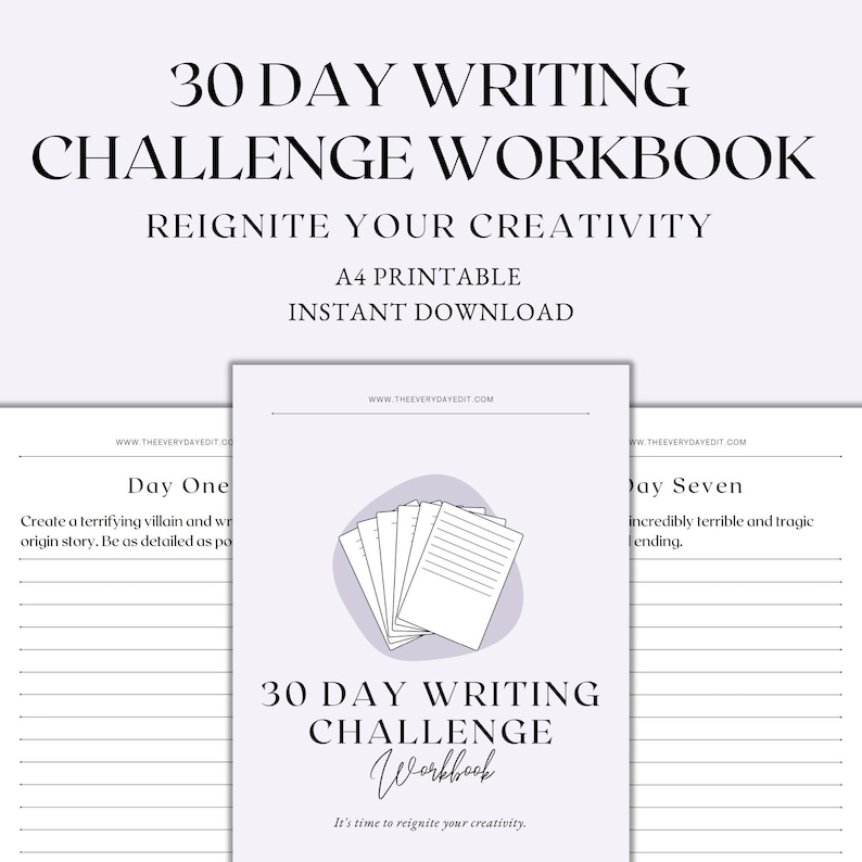 30 Day Writing Challenge Workbook Printable Book Writing - Etsy