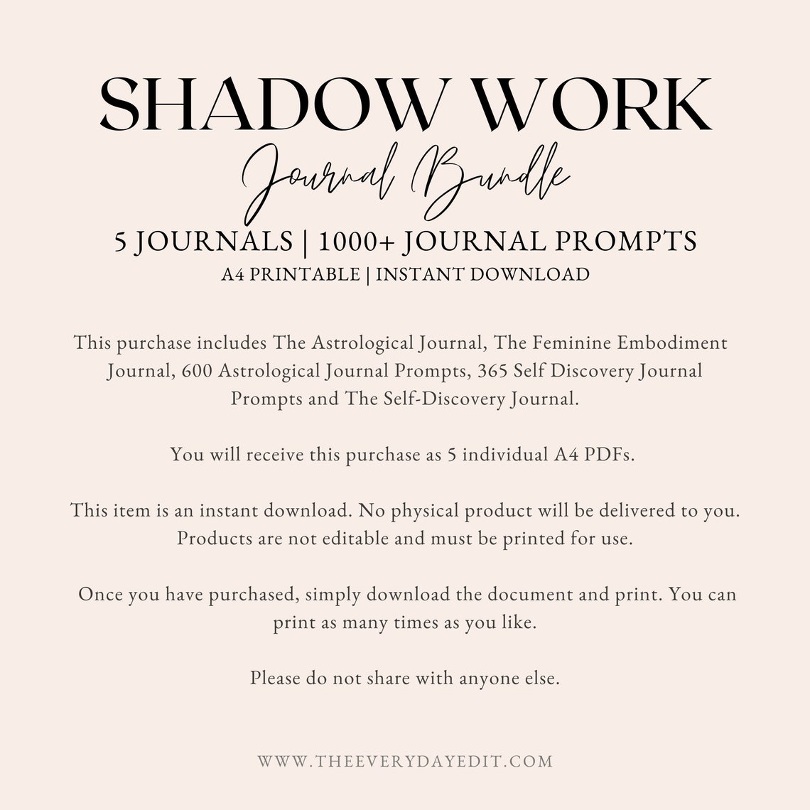 Shadow Work Journal Printable Bundle, Self Discovery Journal Prompts ...