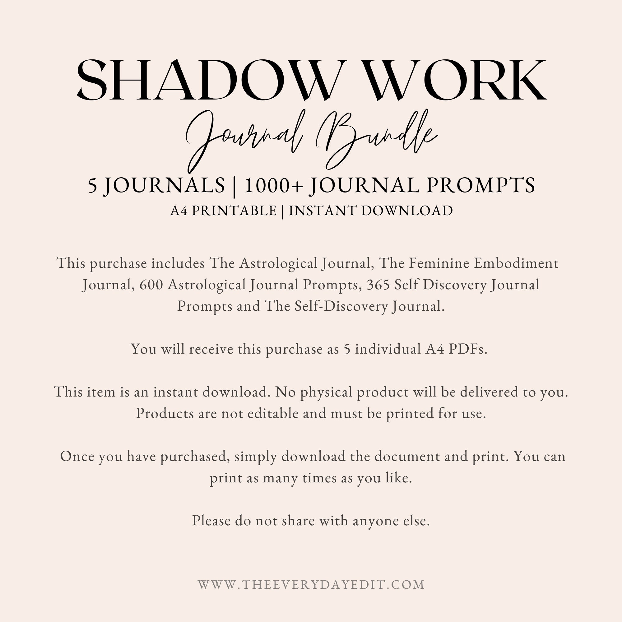 Shadow Work Journal Printable Bundle, Self Discovery Journal Prompts ...