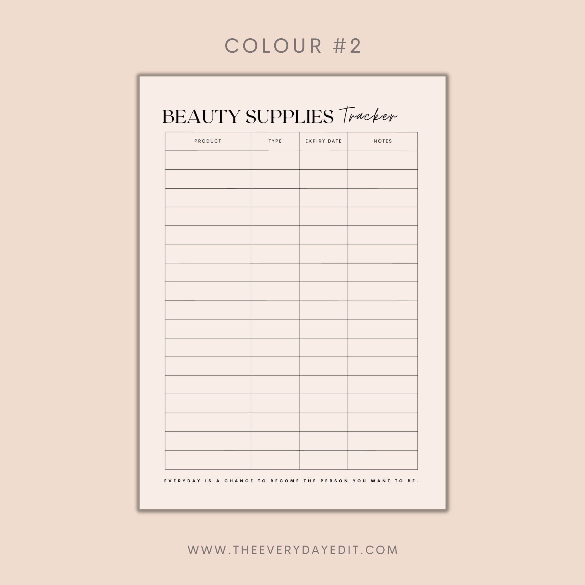 Beauty Supplies Tracker Printable, Make-up Tracker, Beauty Tracker ...
