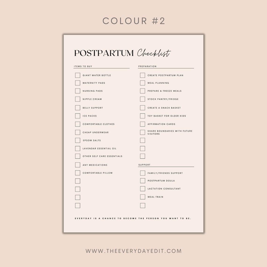 Postpartum Checklist Printable, Postpartum Planner Printable, Pregnancy ...