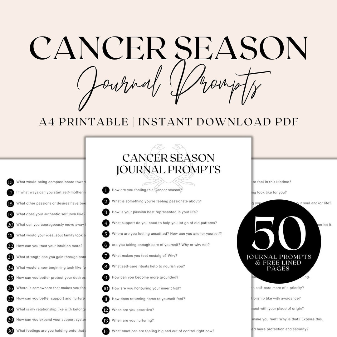 Cancer Season Journal Prompts Printable, Astrological Journal ...