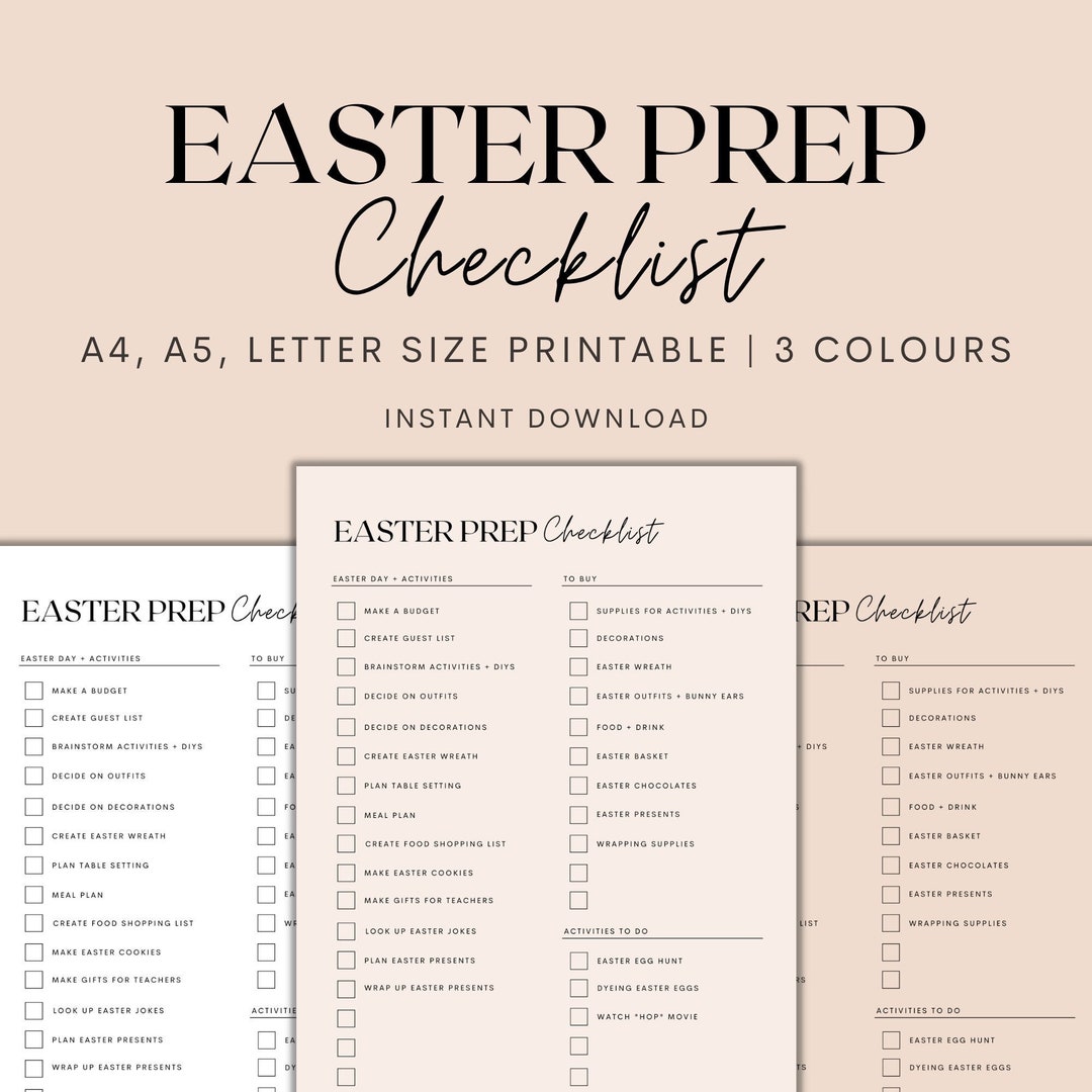 Easter Preparation Checklist Printable, Easter Planner Printable ...