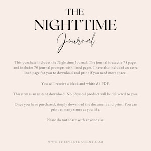 The Nighttime Journal Printable, Night Journal Prompts, Journaling ...