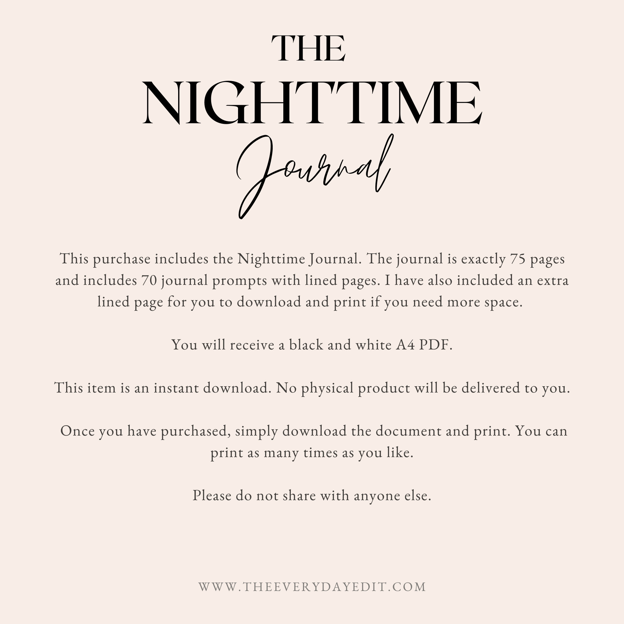 The Nighttime Journal Printable Night Journal Prompts - Etsy
