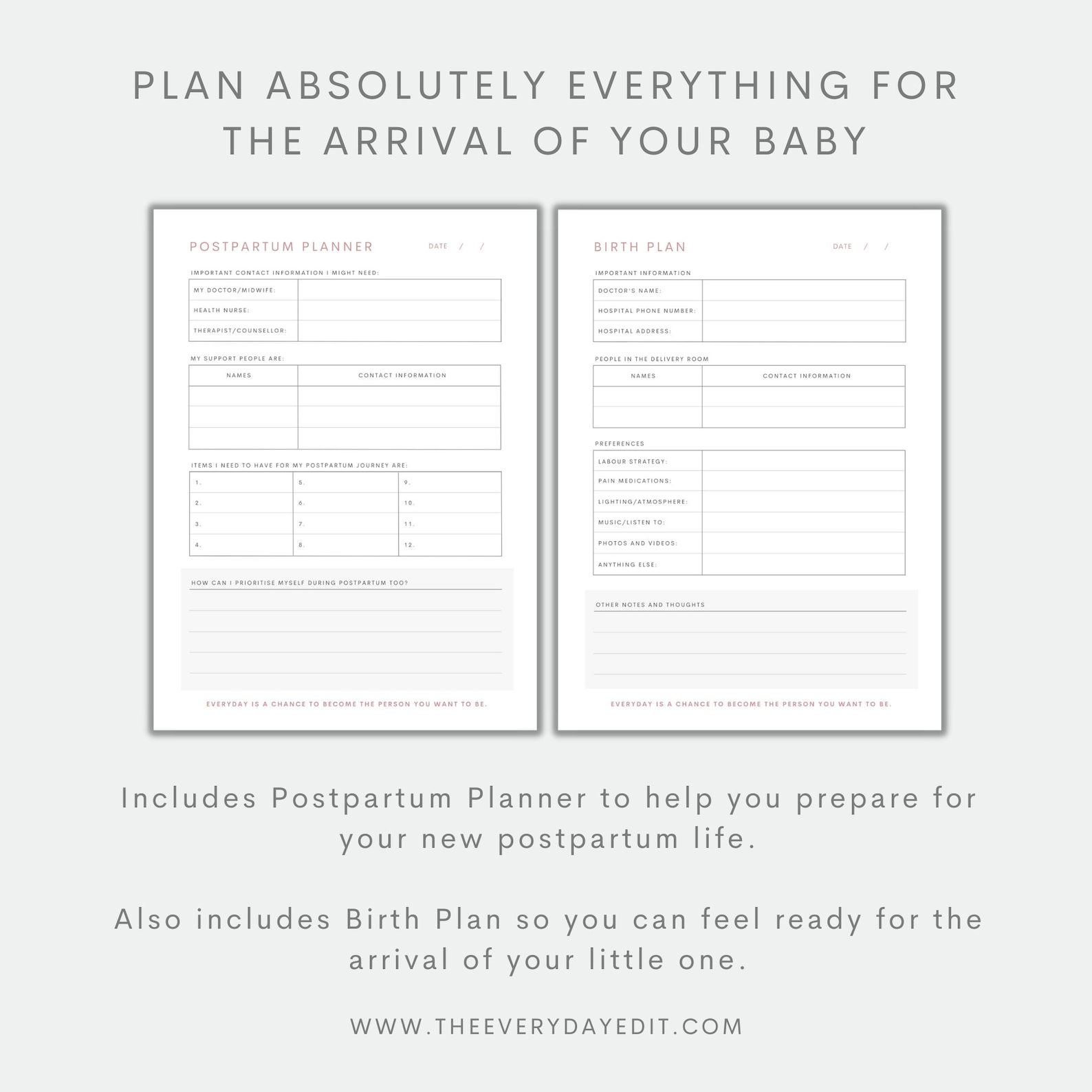 Pregnancy Planner Printable Bundle, Baby Essentials Checklist, Hospital ...