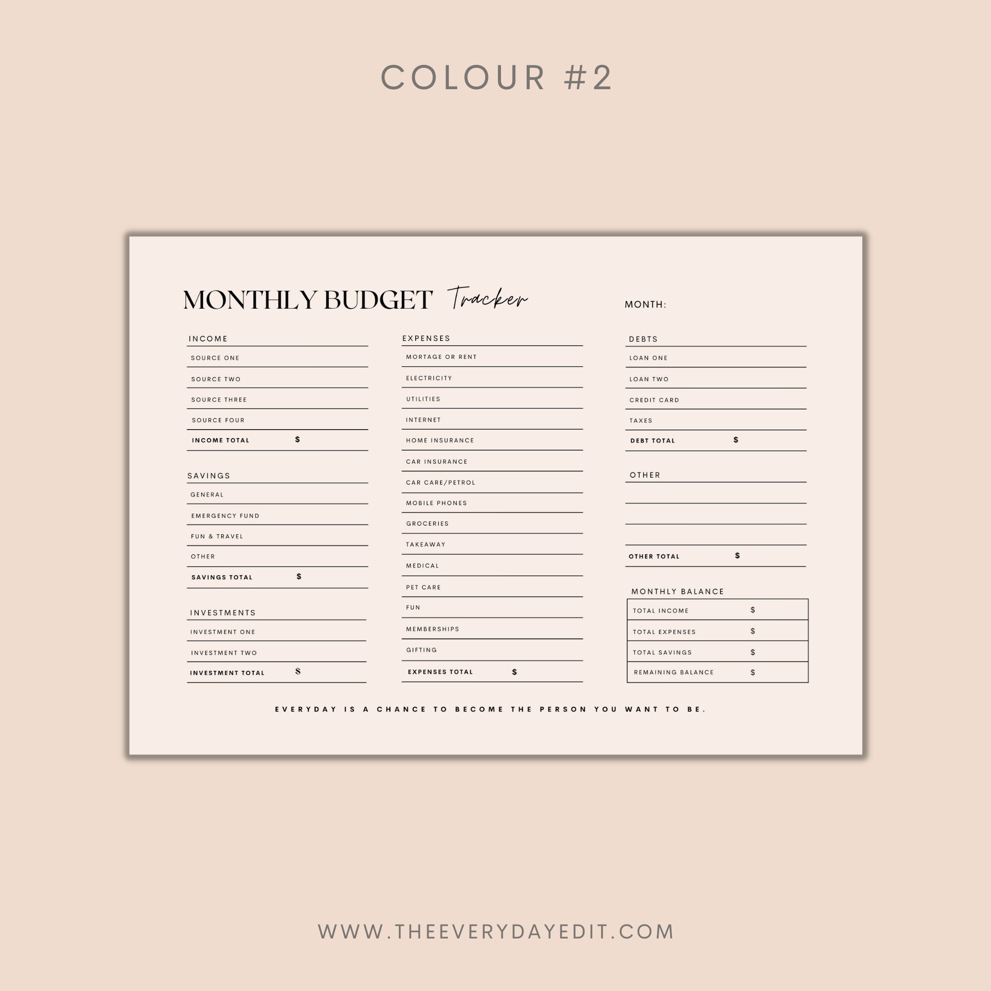 Monthly Budget Tracker Printable, Budget Planner Printable, Monthly ...