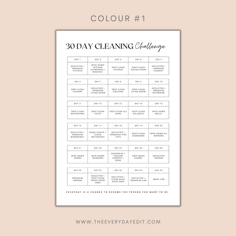30 Day Cleaning Challenge Printable Cleaning Planner - Etsy