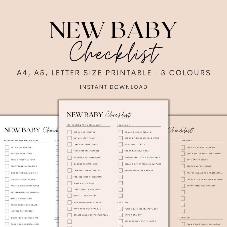 New Baby Checklist Printable Baby Planner Printable Newborn - Etsy ...