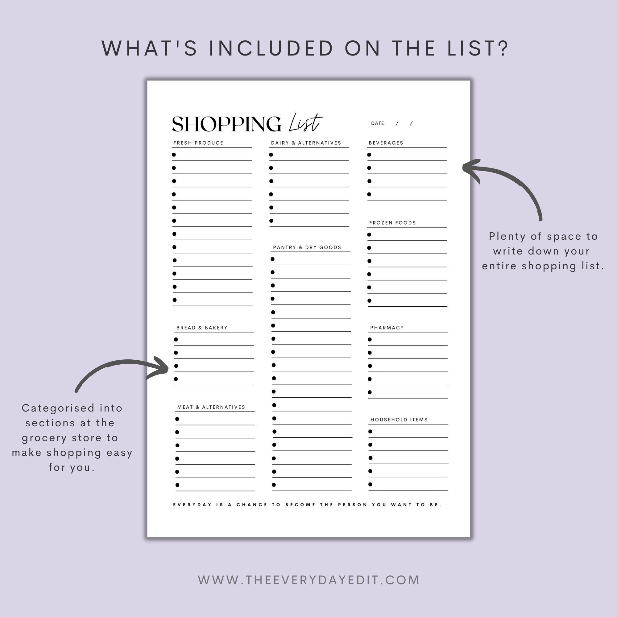 Shopping List Printable, Printable Grocery List, Shopping Planner ...