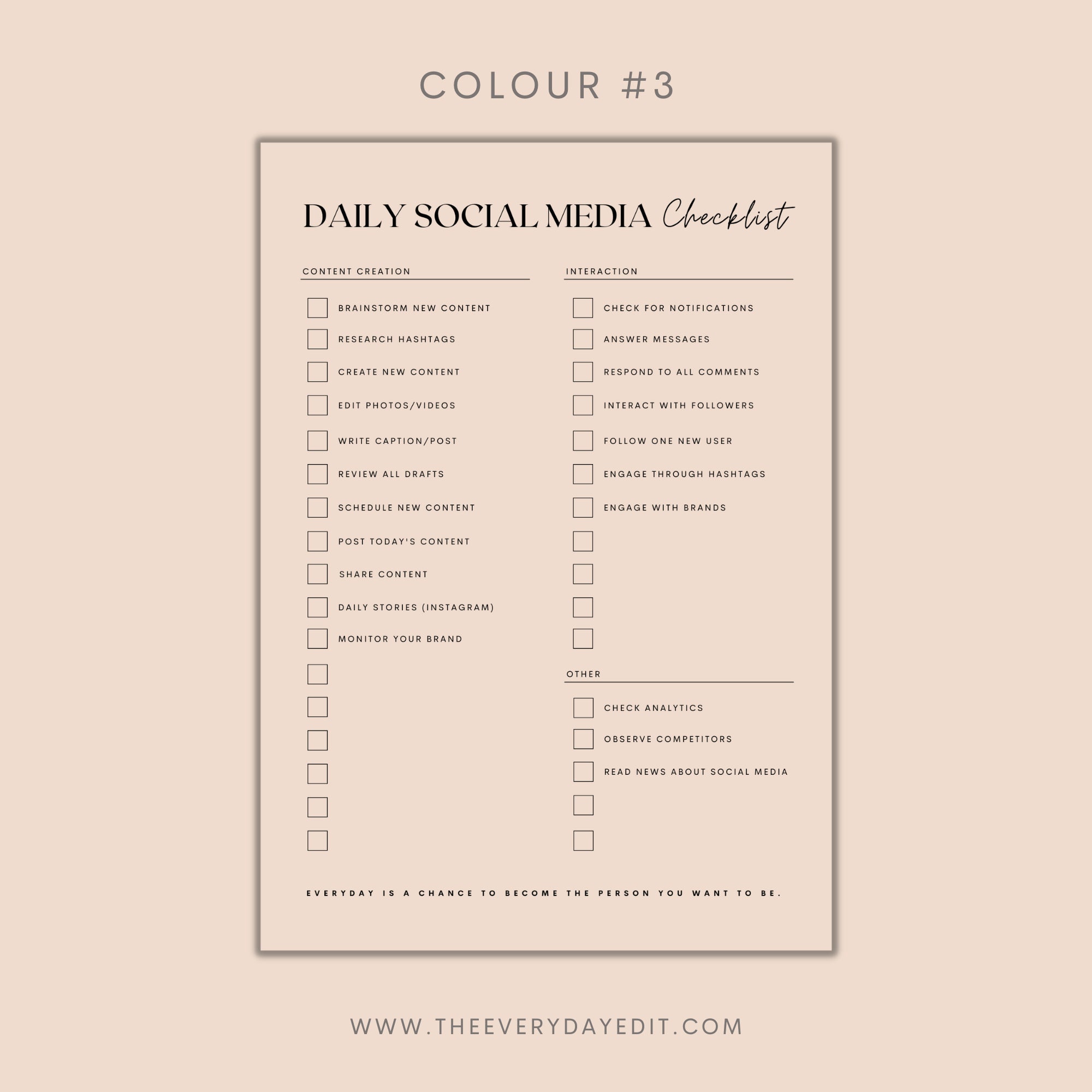 Daily Social Media Checklist Printable, Social Media Planner Printable ...