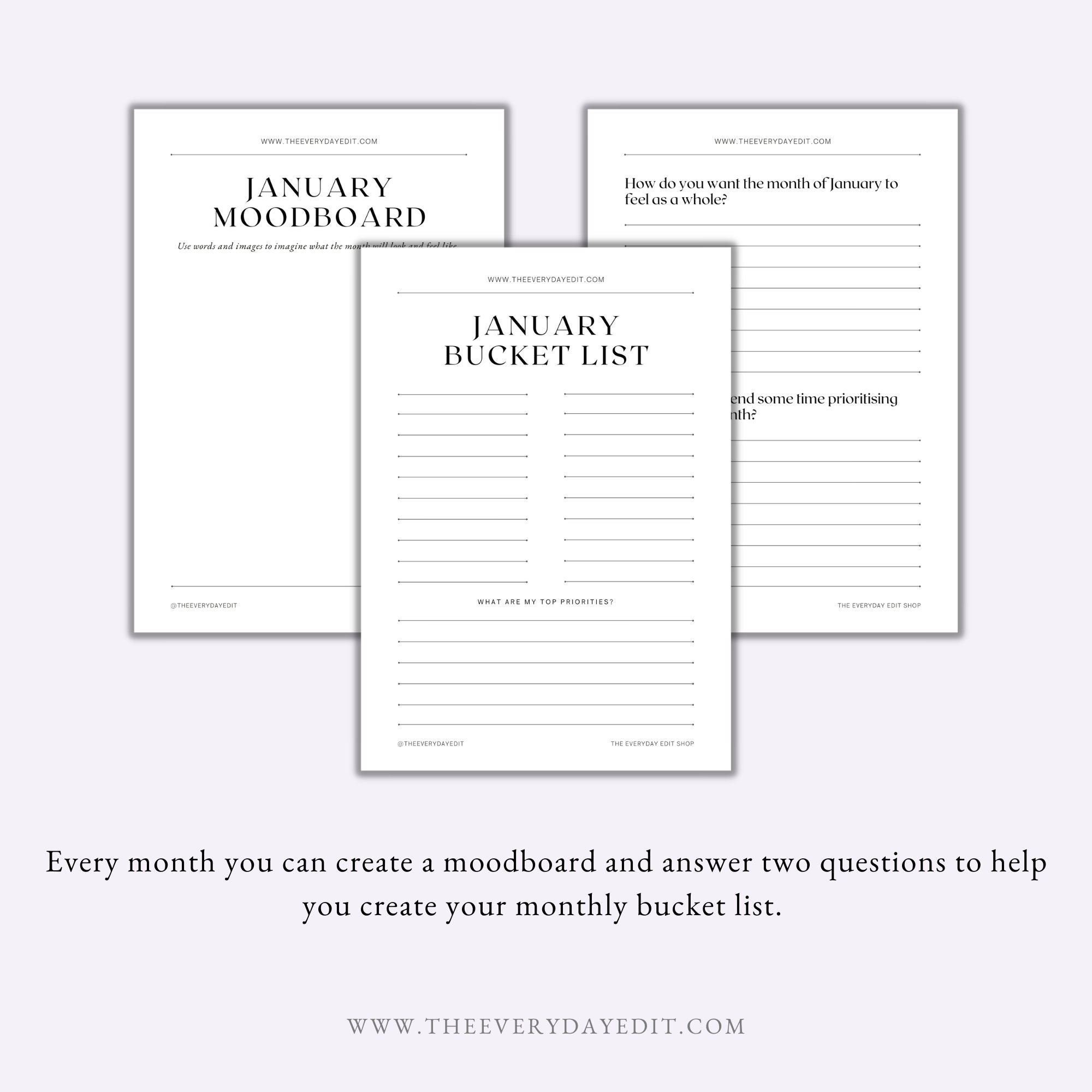 12 Month Bucket List Workbook Printable, Bucket List Tracker, Bucket ...