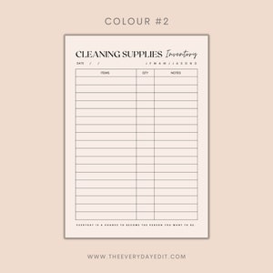 Cleaning Supplies Inventory Printable, Cleaning Inventory Chart, Home ...