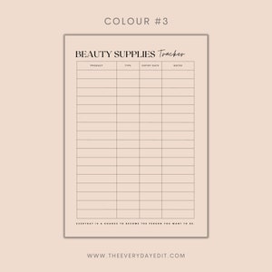 Beauty Supplies Tracker Printable, Make-up Tracker, Beauty Tracker ...