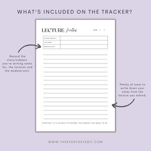 Lecture Notes Printable, School Planner Printable, Lined Notes Page ...