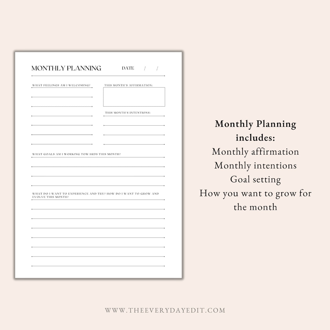 Monthly Journaling Pages Printable Download Monthly Journal - Etsy