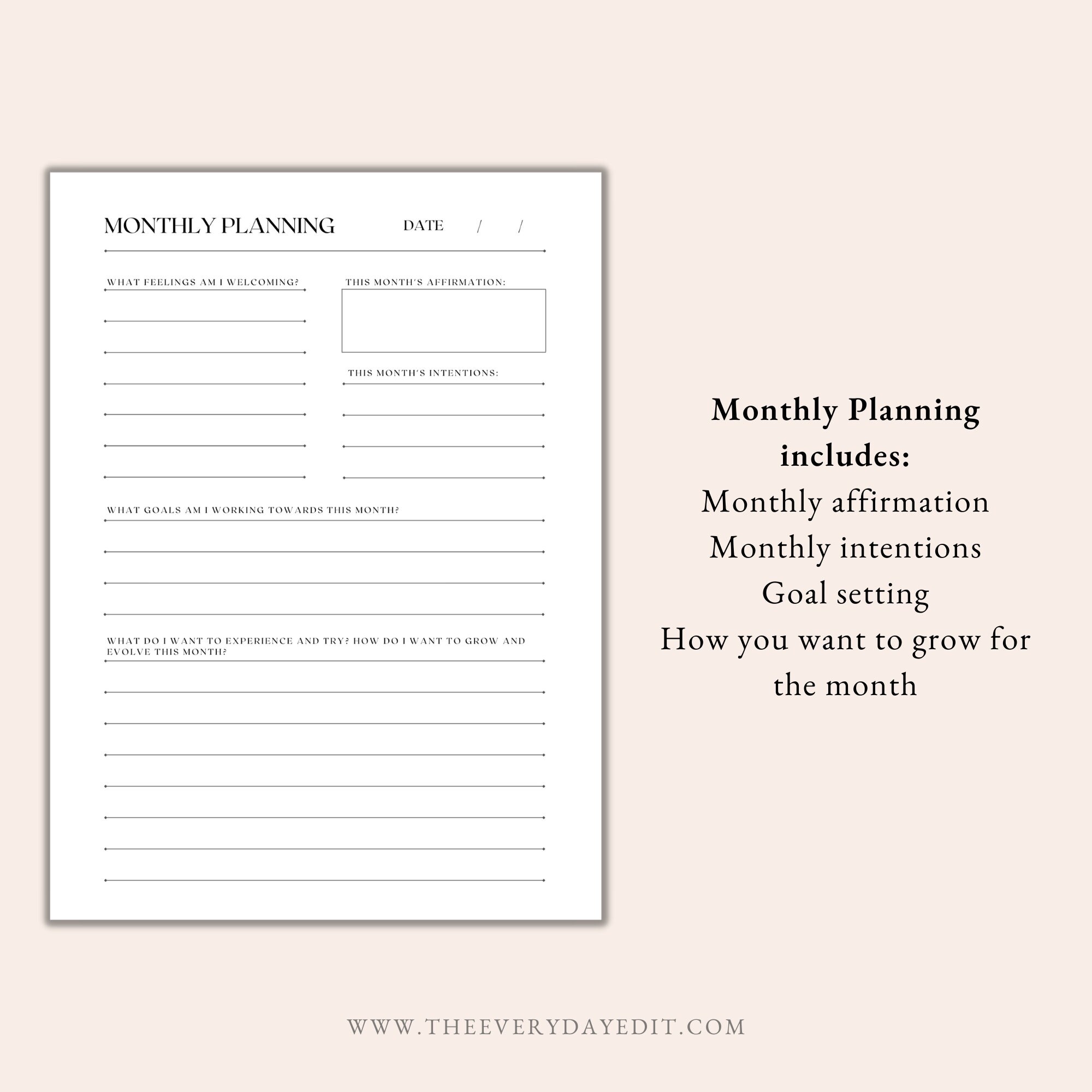 Monthly Journaling Pages Printable Download Monthly Journal - Etsy