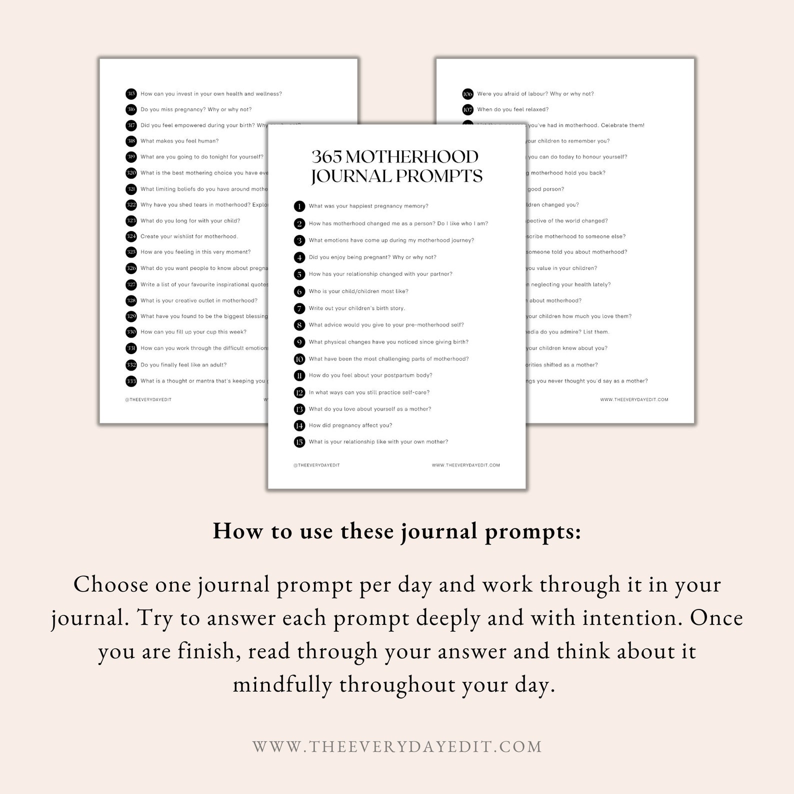 365 Motherhood Journal Prompts, Self Discovery Journaling Prompts ...