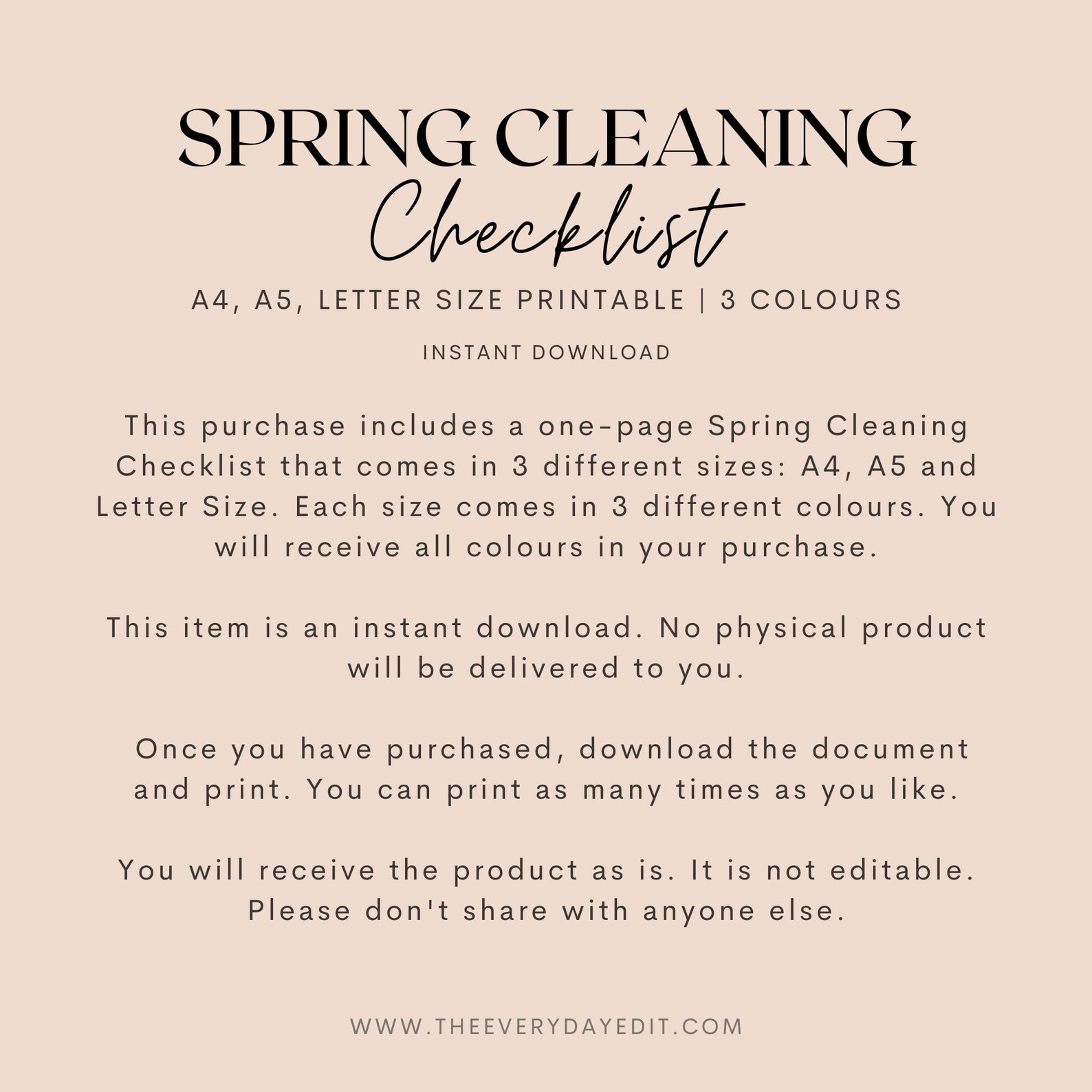 Spring Cleaning Checklist Printable, Cleaning Planner Printable, Chore ...