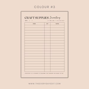 Craft Supplies Inventory Printable, Inventory Tracker, Inventory Chart ...