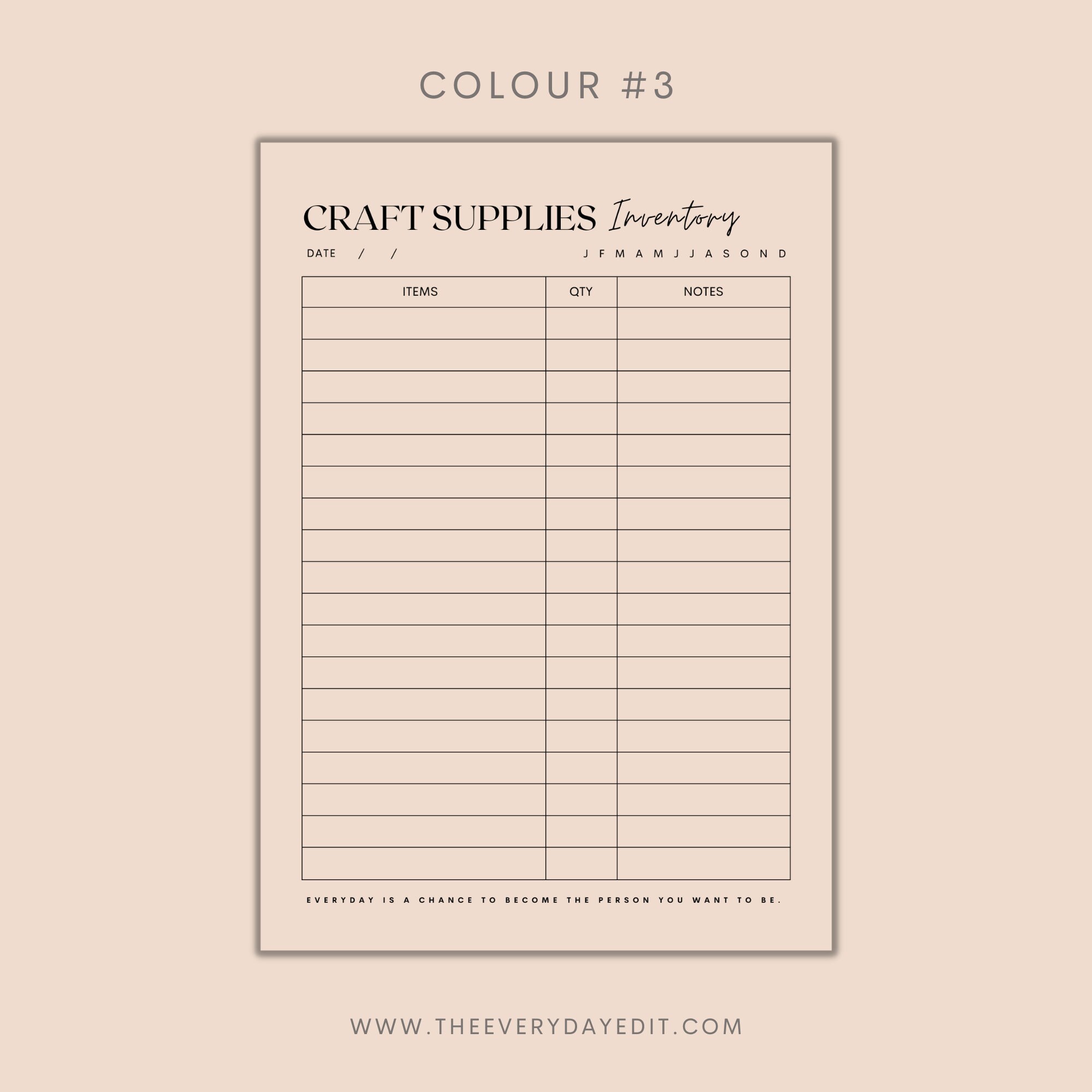 Craft Supplies Inventory Printable, Inventory Tracker, Inventory Chart ...