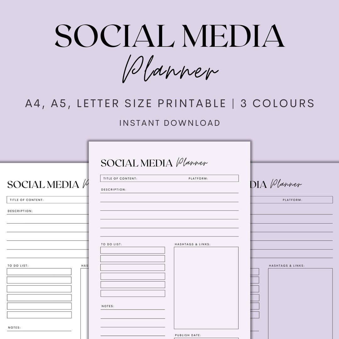 Social Media Planner Printable, Content Planner, Post Planner, Content ...