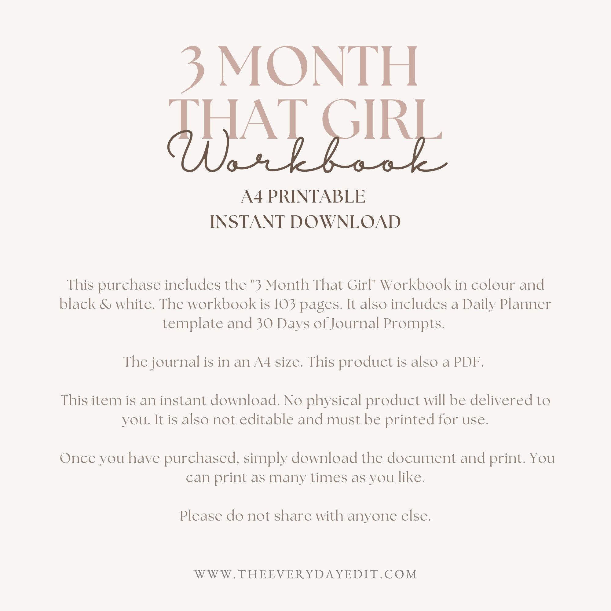 3 Month That Girl Workbook Printable That Girl Journal - Etsy Australia