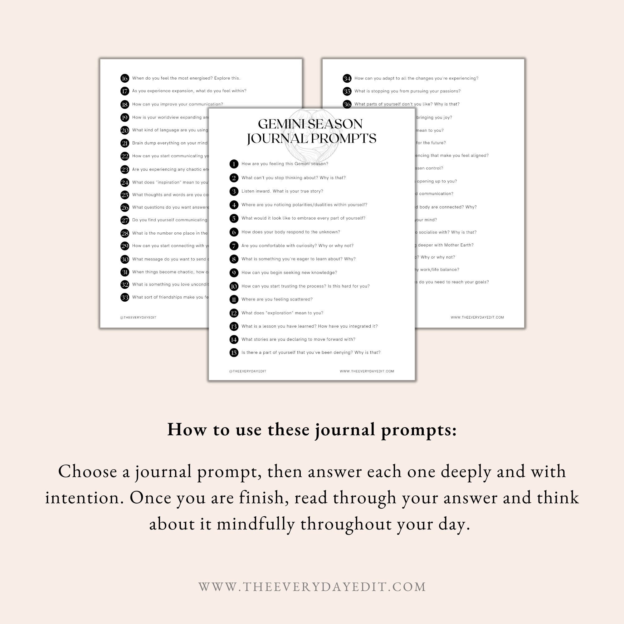 Gemini Season Journal Prompts Printable, Astrology Journal, Self ...