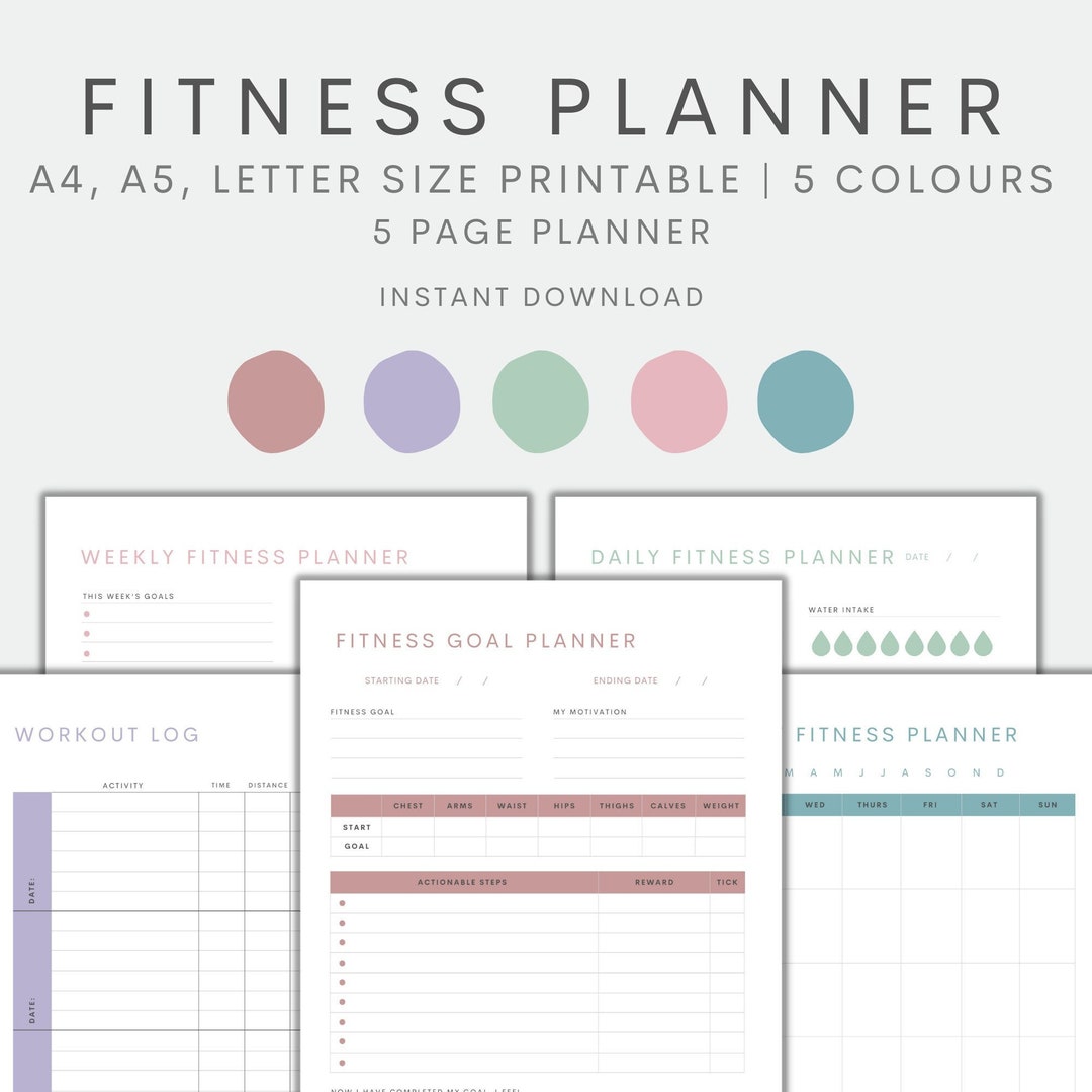 Fitness Planner Printable, Fitness Tracker Printable, Workout Log ...