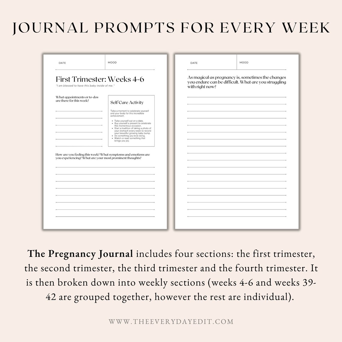 Pregnancy Journal Printable, Pregnancy Diary, Bump to Baby Book ...