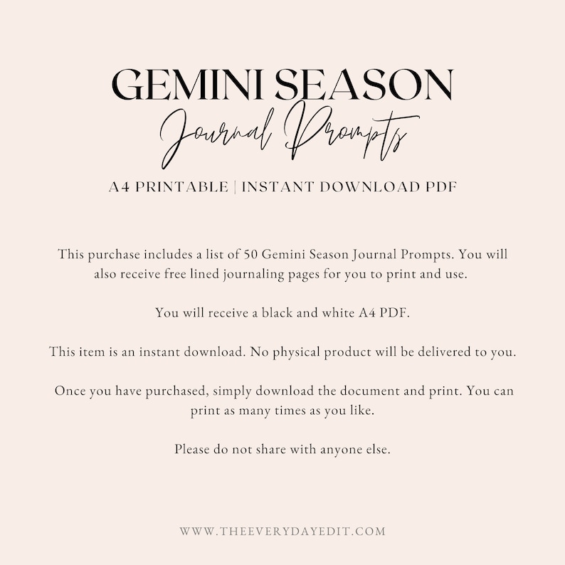 Gemini Season Journal Prompts Printable, Astrology Journal, Self ...