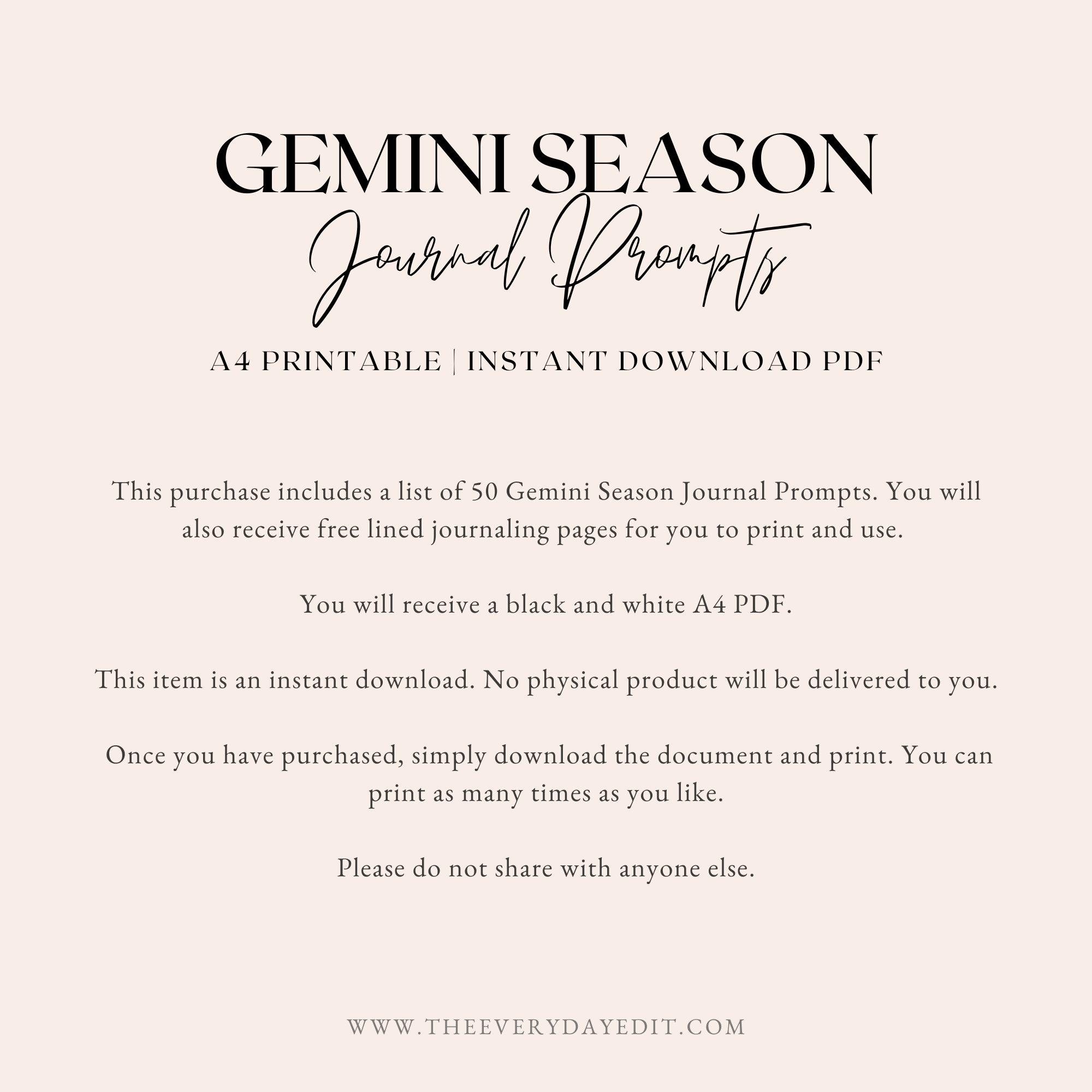 Gemini Season Journal Prompts Printable, Astrology Journal, Self ...