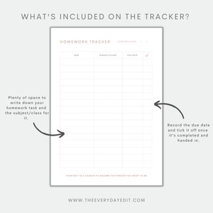 Homework Tracker Printable, Homework Planner Printable, Assignment ...