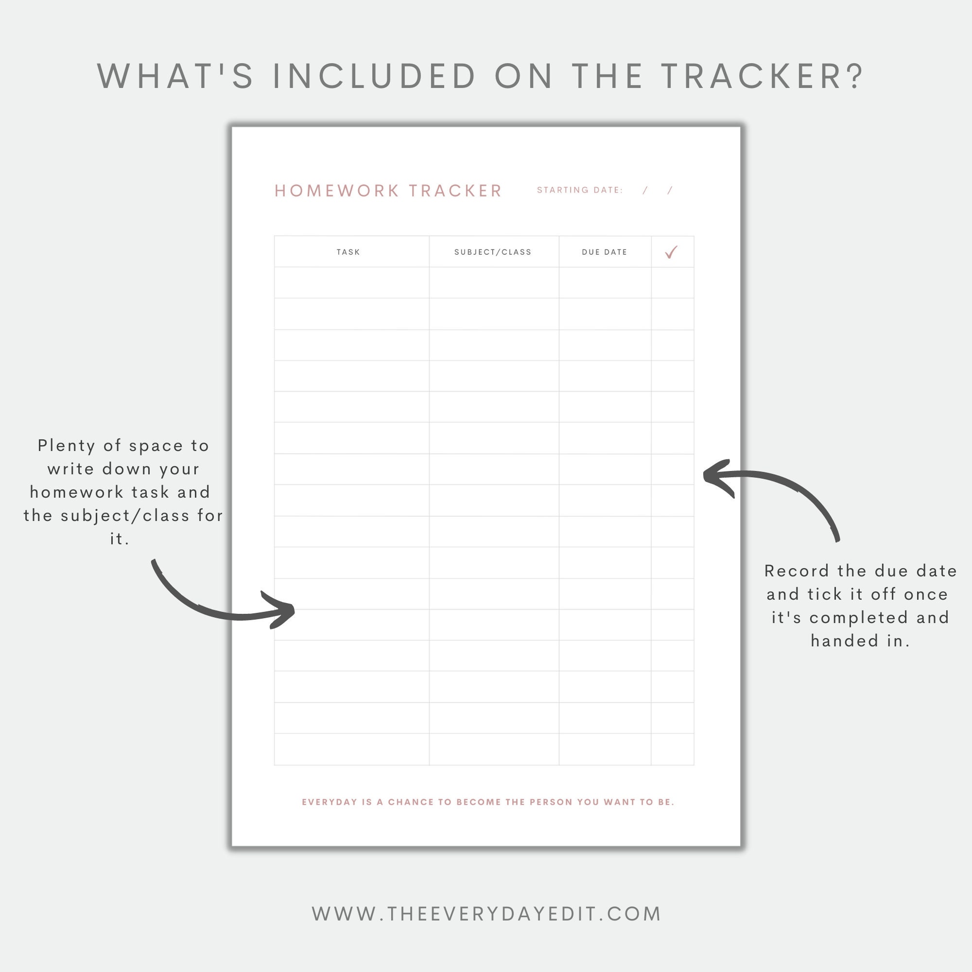 Homework Tracker Printable, Homework Planner Printable, Assignment ...