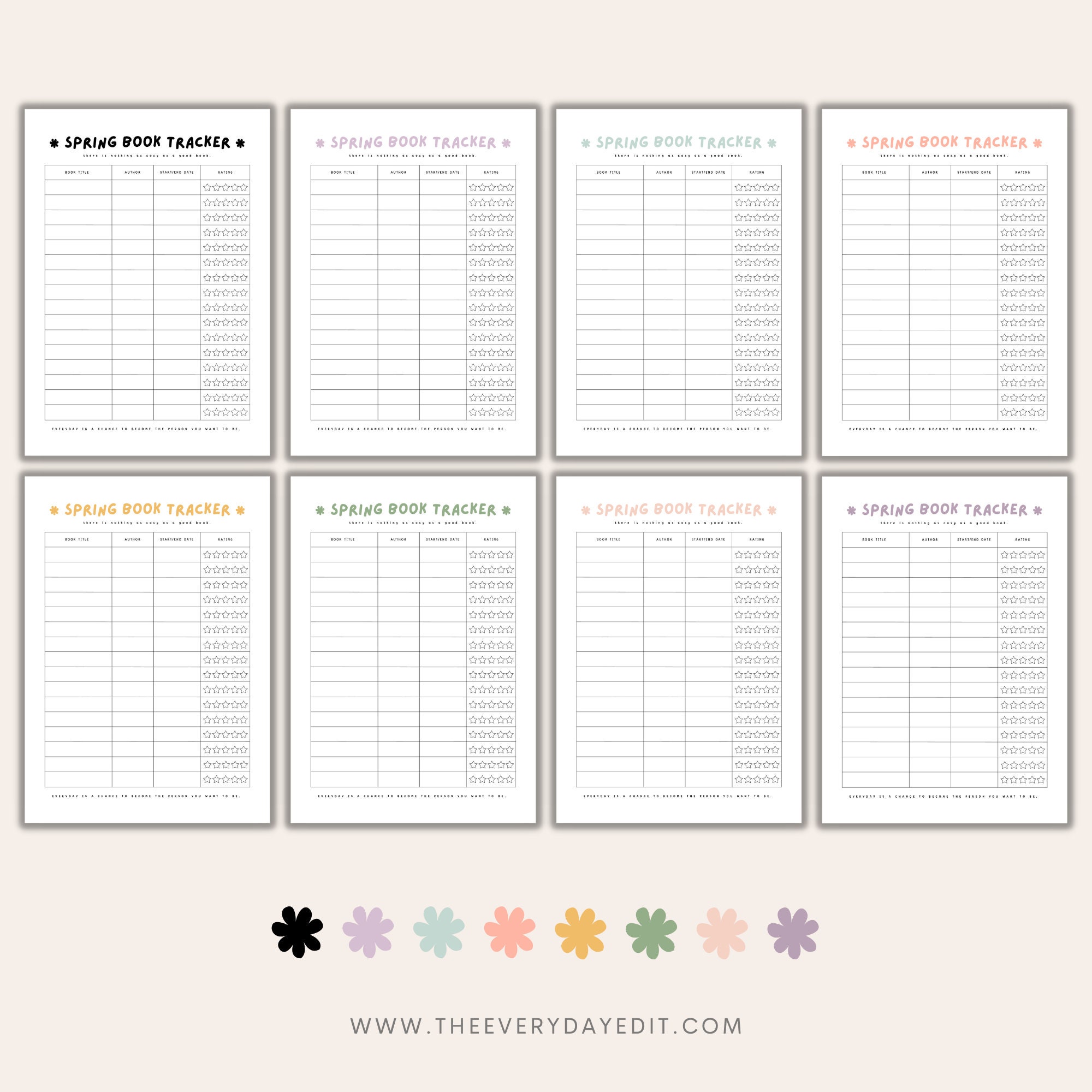 Spring Book Tracker Printable, Book List Tracker, Reading Tracker, Book ...