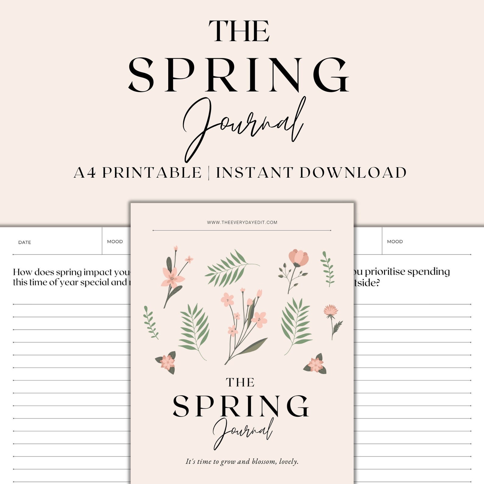 The Spring Journal Printable, Self-discovery Journaling Prompts, Shadow ...