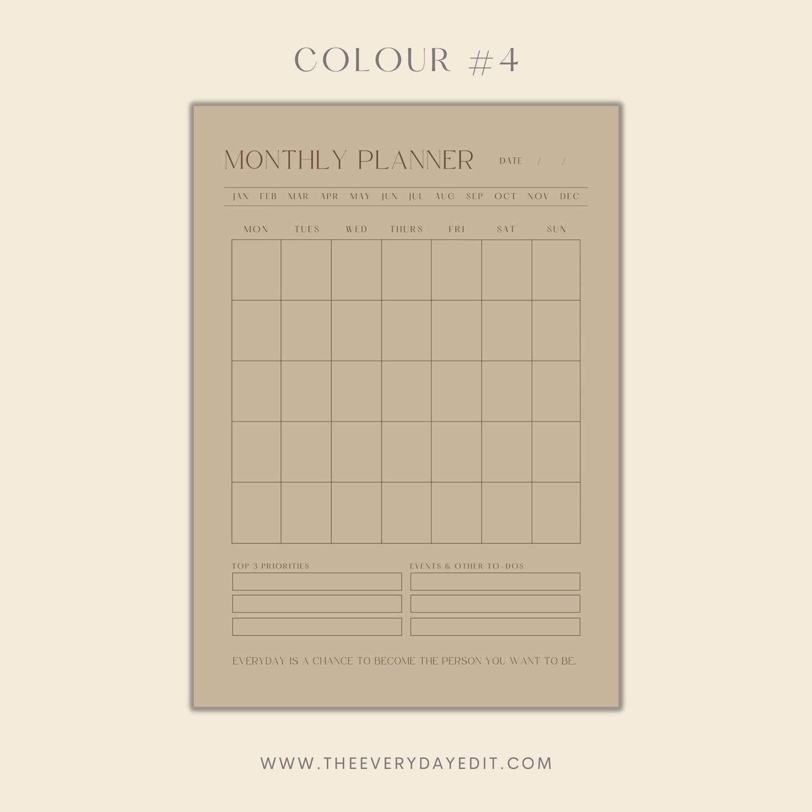 Undated Monthly Planner Printable Monthly Calendar Printable - Etsy